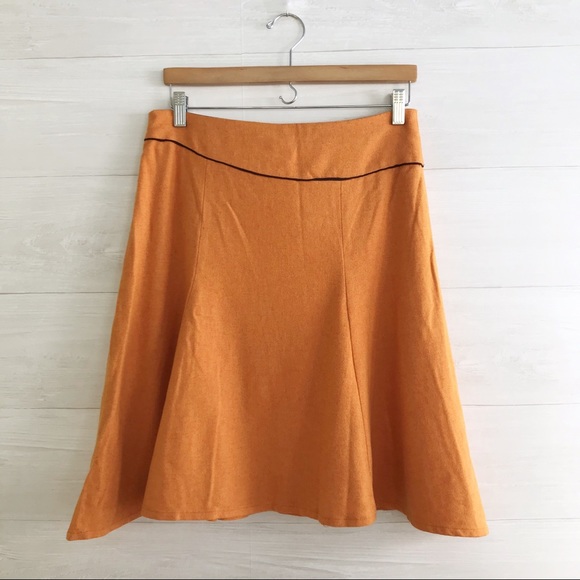 Shin Choi | Skirts | Shin Choi Orange Wool Pieced Pleated Skirt 2 ...